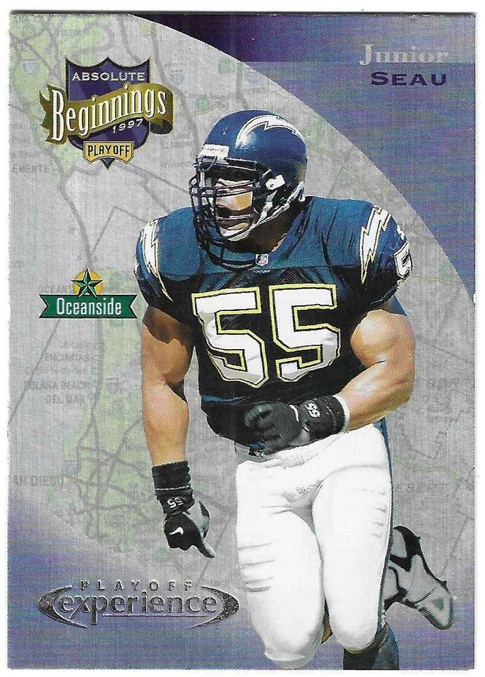 Junior Seau 2002 PLAYOFF NFL Buyback 1997 Absolute AUTOGRAPH CARD ...