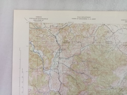 WW2 ARMY WAR DEPT CORVALLIS OREGON GEOLOGICAL SURVEY TOPO MAP ...