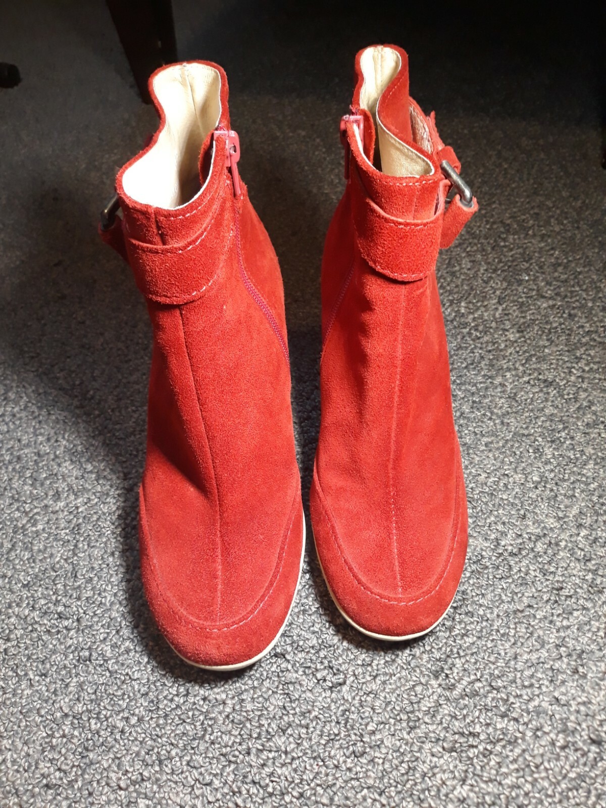 YOU by Crocs Red Suede Leather Wedge Ankle Boots Wome… - Gem
