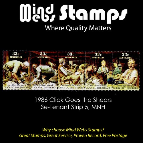Australian Decimal Stamps 1986 33c Click Go The Shears, Se-Tenant Strip ...