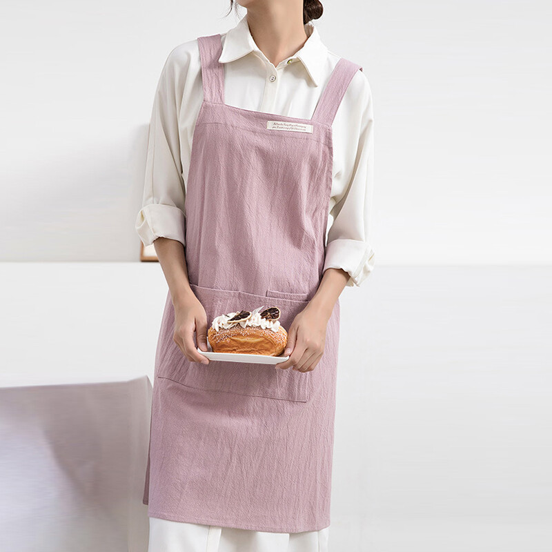 Cotton Cross Back Smock With Pocket Cross-shoulder Straps Kitchen Apron ...