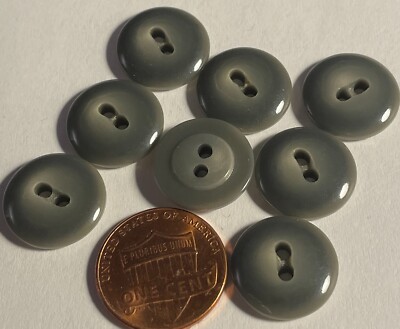Set of 8 Vintage Domed Glossy Gray Plastic Buttons Almost 5/8" 15.5mm ...