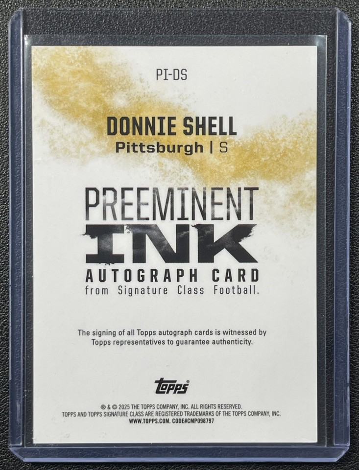 DONNIE SHELL 2024 TOPPS SIGNATURE CLASS #PI-DS PREEMINENT INK AUTO GOLD ...