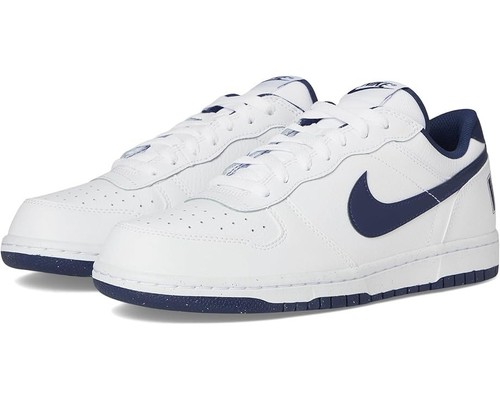 NIB MEN'S NIKE 355152 140 BIG NIKE LOW WHITE/NAVY LEATHER SHOE SNEAKERS ...