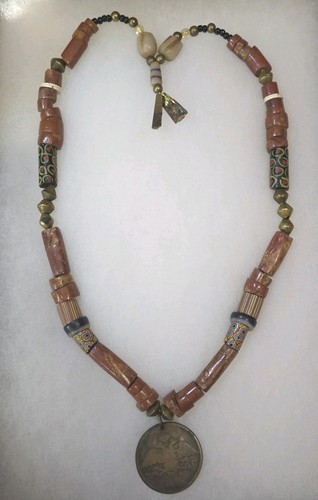 Nice Old Indian Fur TRADE BEADS w/ 1839 Coin Fob - Great Plains Indians ...