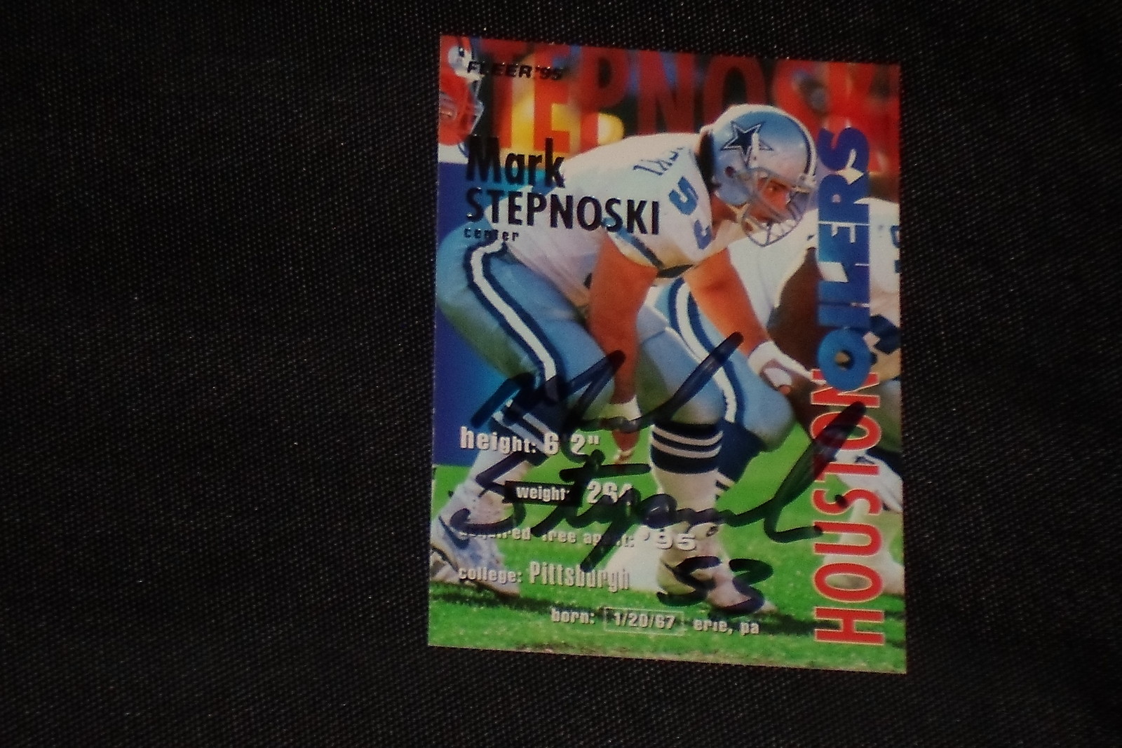MARK STEPNOSKI 1995 FLEER SIGNED AUTOGRAPHED CARD #154 COWBOYS OILERS ...