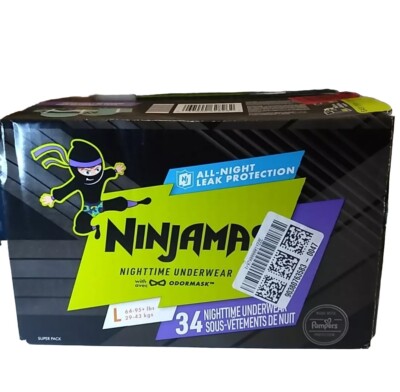 Ninjamas Nighttime Bedwetting Underwear for Boys Size L - 34 ct. (64 ...