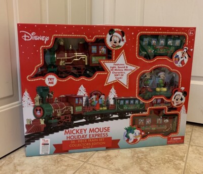 DISNEY Mickey Mouse Holiday Express Train Set 20 Ft Track Christmas ...