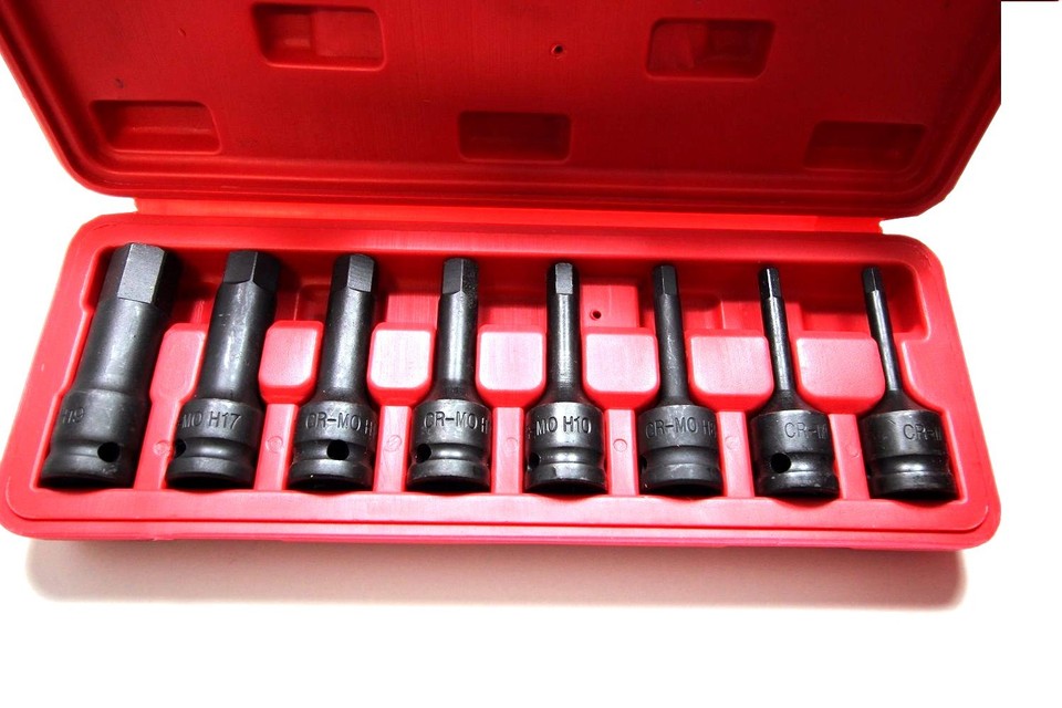 1/2" Drive Impact Socket Hex Bits | 8pc Metric Set Long Air Allen ...