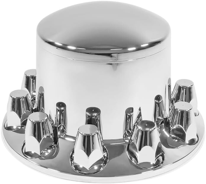 Chrome Hub Cover Semi Truck Wheel Axle Cover Kit 33mm Lug Front & Rear ...
