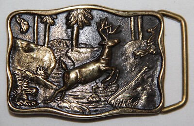 VINTAGE 1978 BUCK DEER BRASS BELT BUCKLE BY BTS | eBay