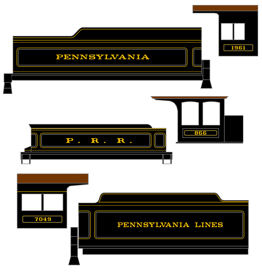 K4 HO Scale Decals Pennsylvania PRR Early Striped Steam Locomotive Gold ...