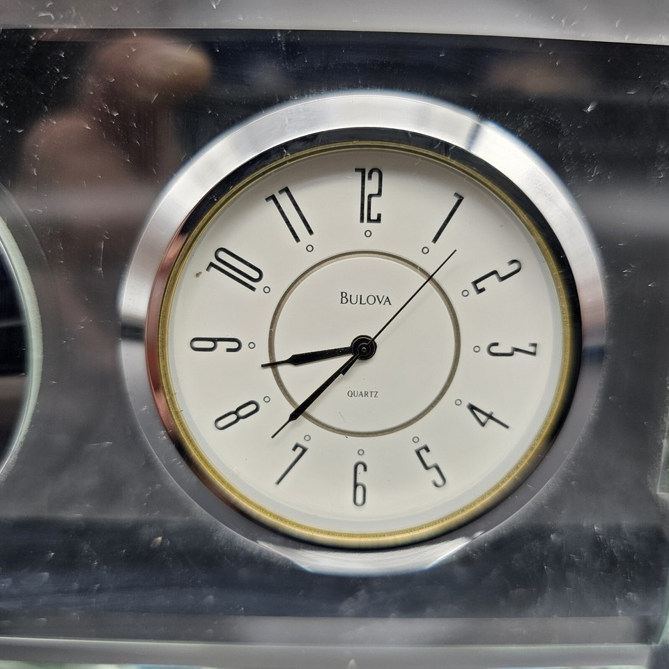 Bulova Art Deco Desk Clock Thermometer Glass Chrome | eBay