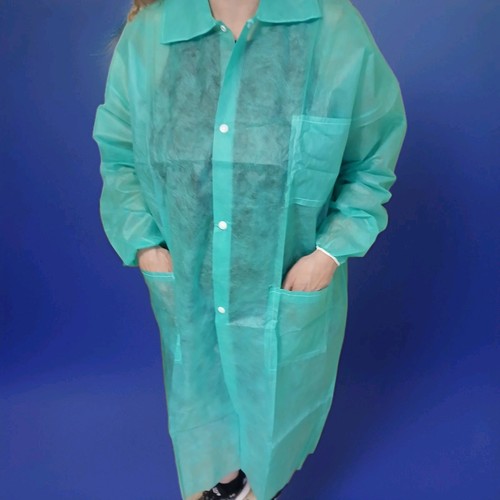 (10) XL Green Deluxe 3-Pocket Disposable Lab Coats Protective Work ...