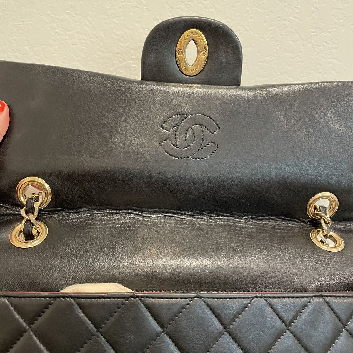 CHANEL Vintage Black Classic Maxi Jumbo Single Flap XL Logo CHANEL Vintage Black Classic Maxi Jumbo Single Flap XL Logo