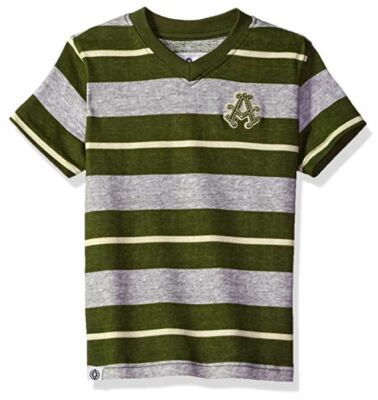 Akademiks Kids Boys' Little Short Sleeve Stripe V-Neck Tee, Olive, 7-XL ...