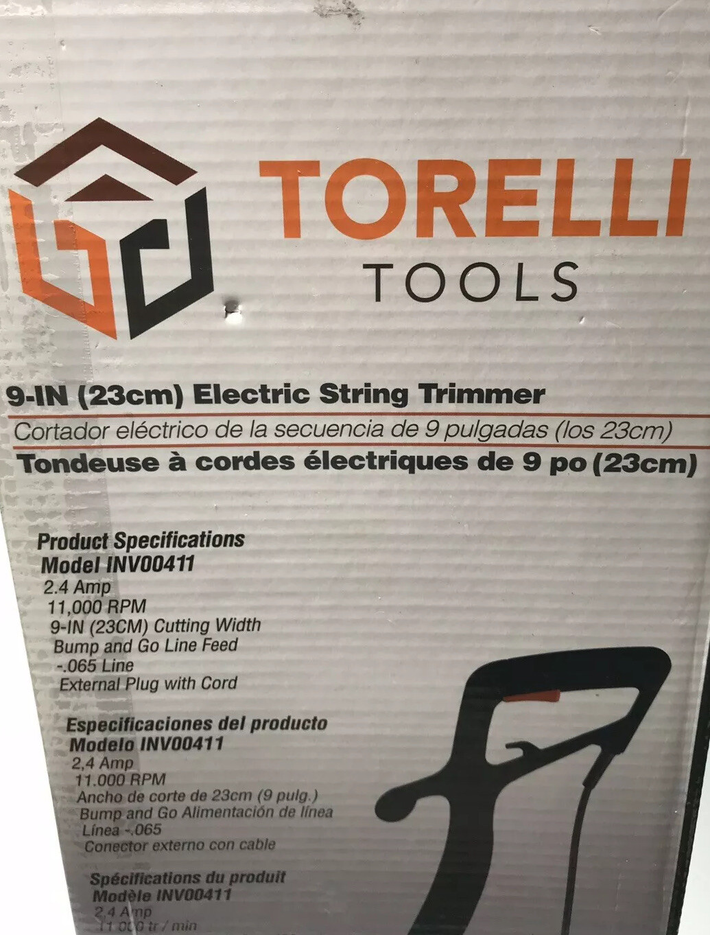 Electric String Trimmer Torelli Tools Model Inv00411 9" Cut Bump & Go ...