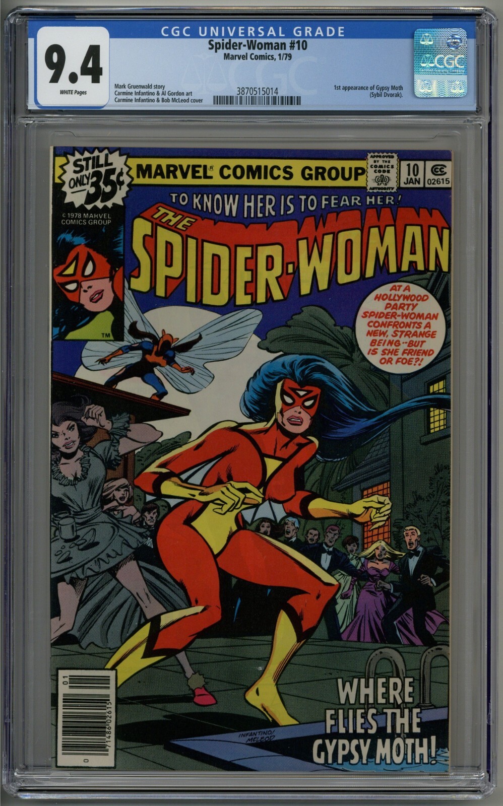 Spider-Woman 10 (1978) CGC 9.4 1st Gypsy Moth NEWSSTAND Carmine ...