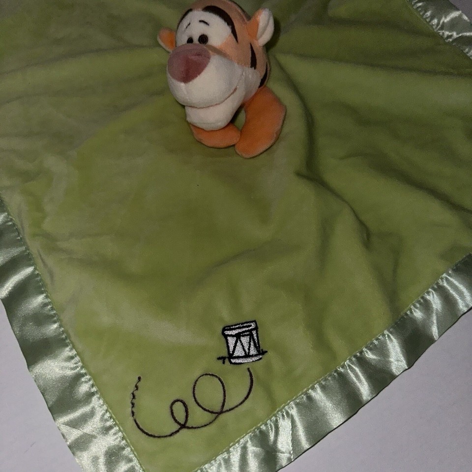 Disney Tigger Lovey Green Baby Security Blanket Winnie the Pooh Satin ...