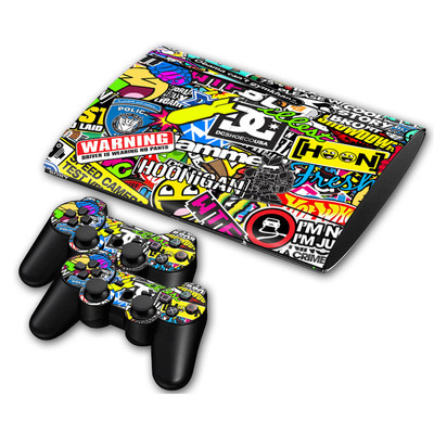 PS3 PLAYSTATION 3 Super Slim Skin Design Sticker Screen Protector Set ...