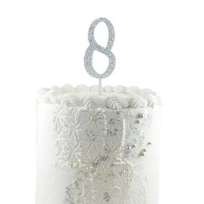 Glitter Silver Acrylic Number 8 Eight Cake Topper Pick Decoration ...