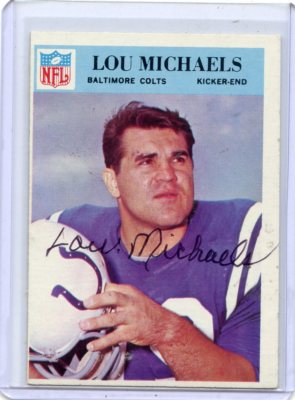 1966 PHILADELPHIA FOOTBALL #20 LOU MICHAELS AUTOGRAPH, BALTIMORE COLTS ...