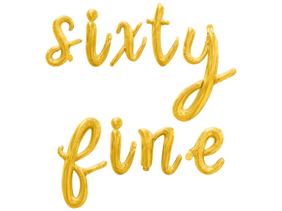 SIXTY FINE Cursive Letter Balloon Banner - 60th Birthday Party ...