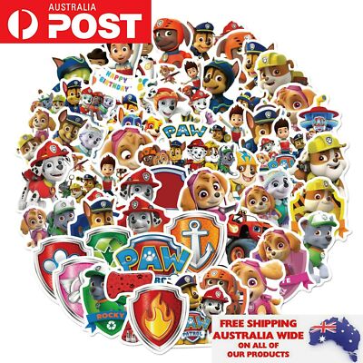 50x Cartoon Dog Paw Patrol Sticker Pack Waterproof Graffiti Decal Kids ...