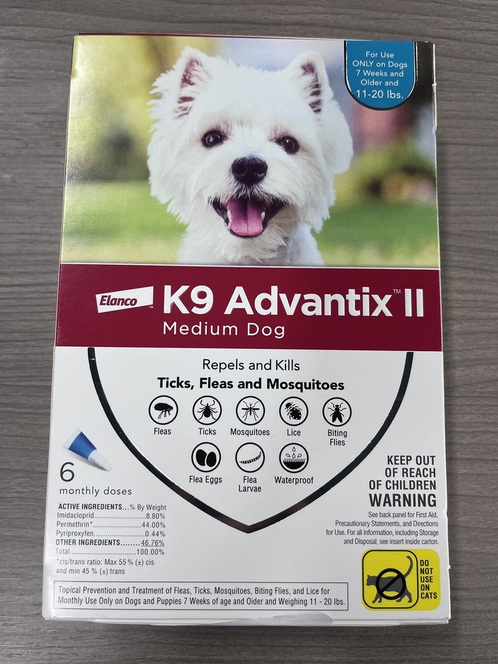 K9 Advantix II Flea and Tick Treatment for Medium Dogs 11-20 lbs, 6 ...