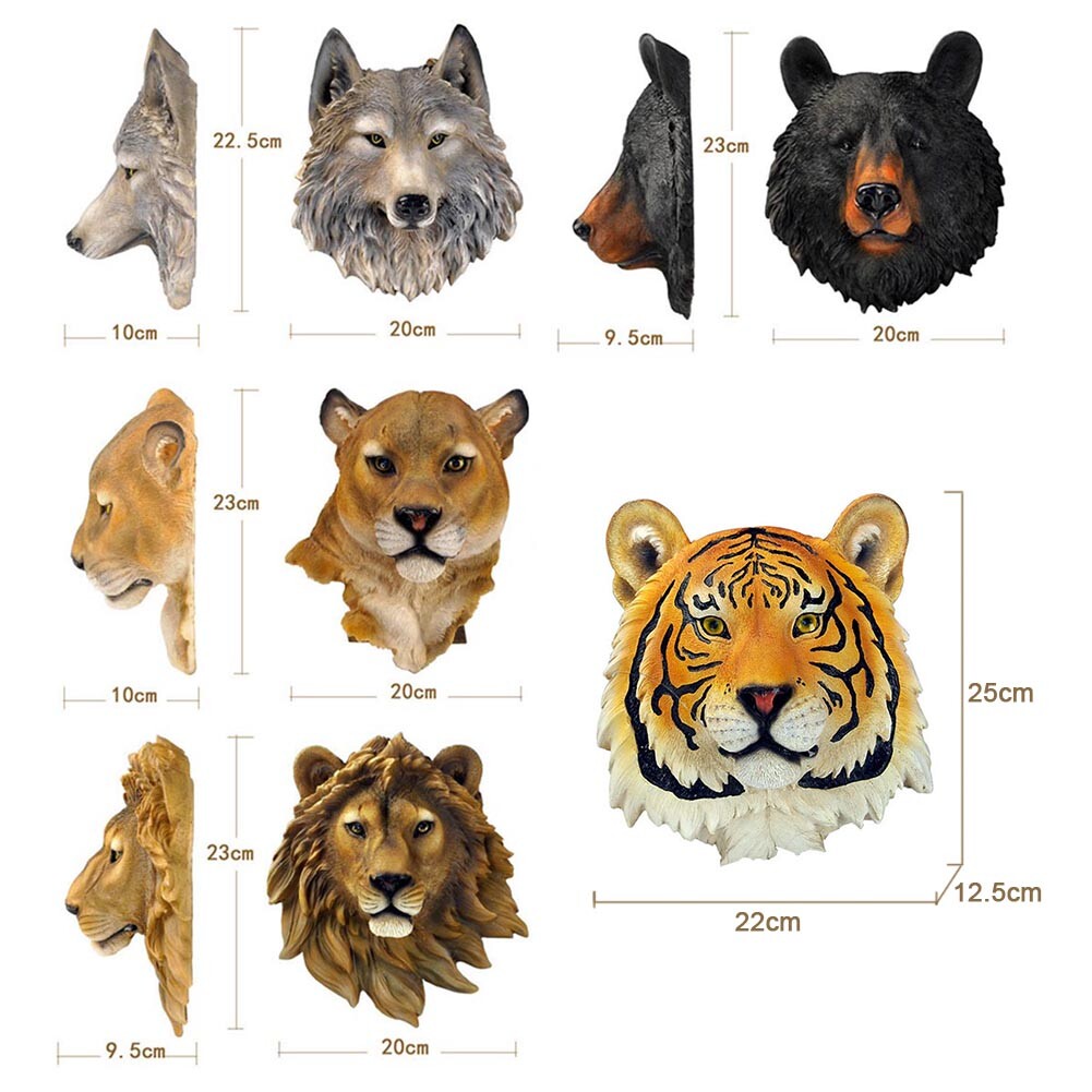 Wall Mount Hanging Animal Head Ornament Decoration Resin Realistic ...