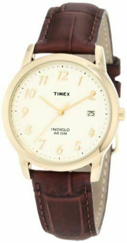 Timex Mens T2M441 Easy Reader Gold-tone Watch With Brown Leather Band ...