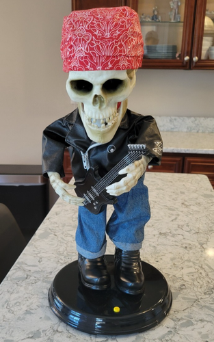 Gemmy Halloween Biker Skeleton with Guitar Singing Dancing ZZ Top Song ...