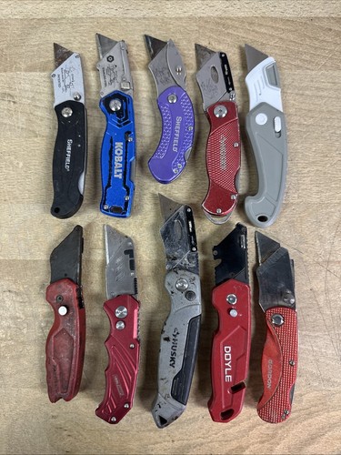 Lot B 10 TSA Box Cutters Folding Folder Blade Utility Knives Milwaukee ...