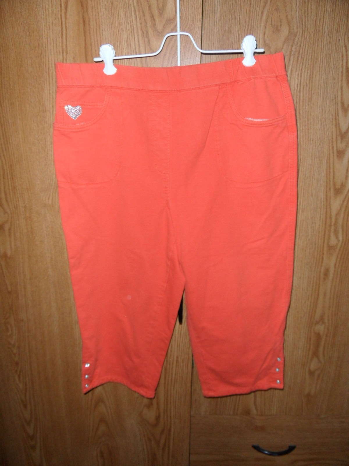 QUACKER FACTORY DREAM JEANNES ORANGE CAPRI W/GROMMETS SIZE L 14-16 NEW ...