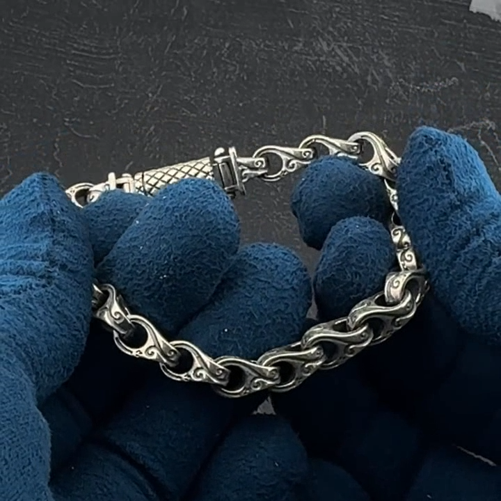 925 Sterling Silver Handmade Chain Bracelet for Men – Bold Vintage ...