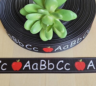 7/8" (1 YD) Back to School Grosgrain Ribbon Alphabet ABC Craft Ribbon ...