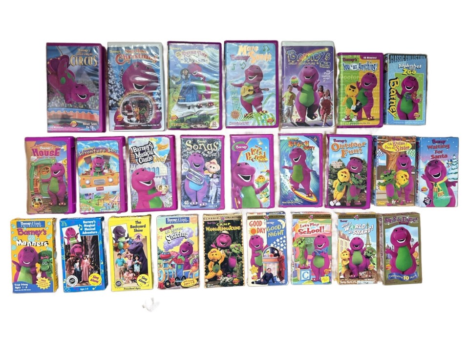 Barney's Home Videos (VHS, 1990) Classic Collection-Lot Of 25 VHS Tapes ...