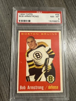 1959 Topps #39 Bob Armstrong, PSA 8 #16258875, Boston Bruins | eBay
