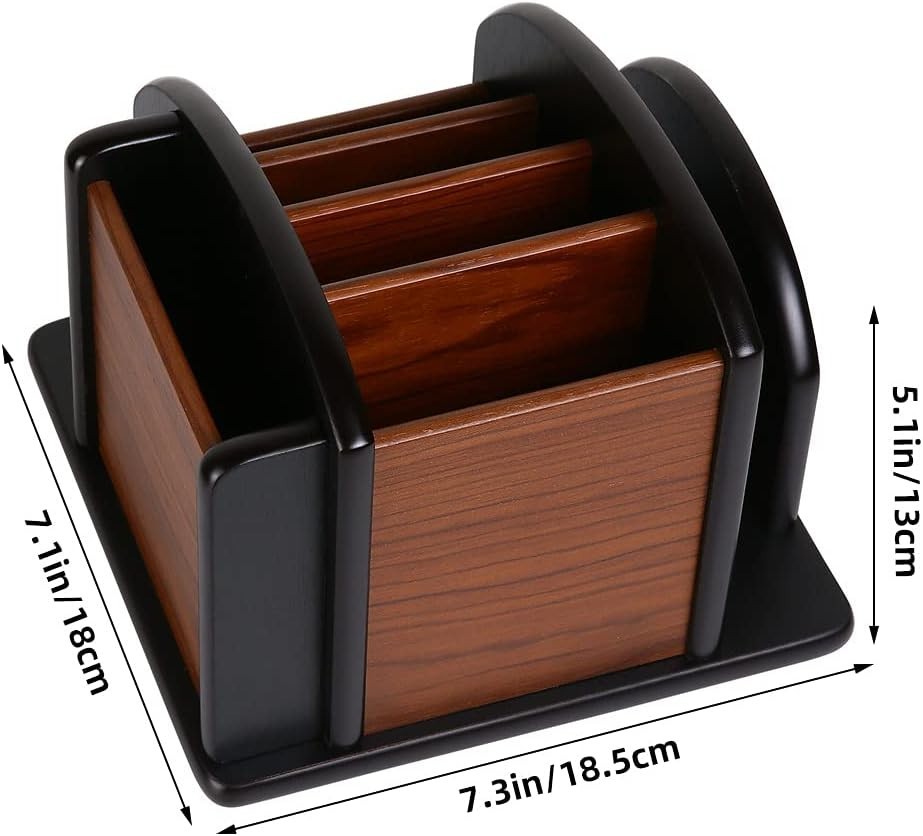 New Revolving Caddy Remote Control Organizer Wooden Storage Holder Box ...