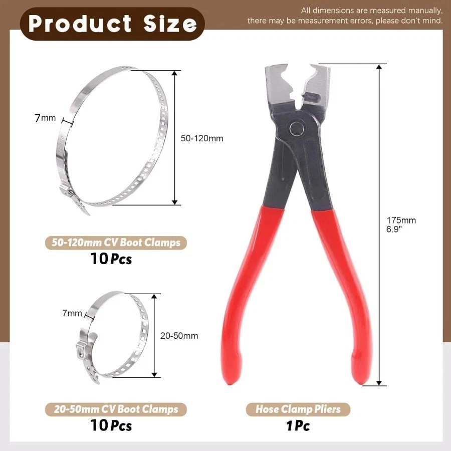 CV Joint Axle Boot Clamp Pliers Tool w/20 Crimp Bands Replace For Auto ...