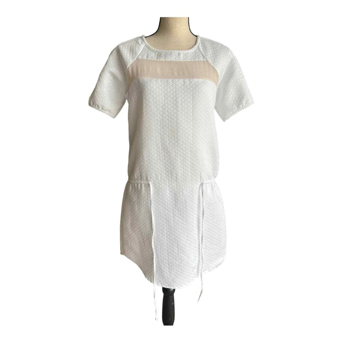 White Mesh Panel Dress