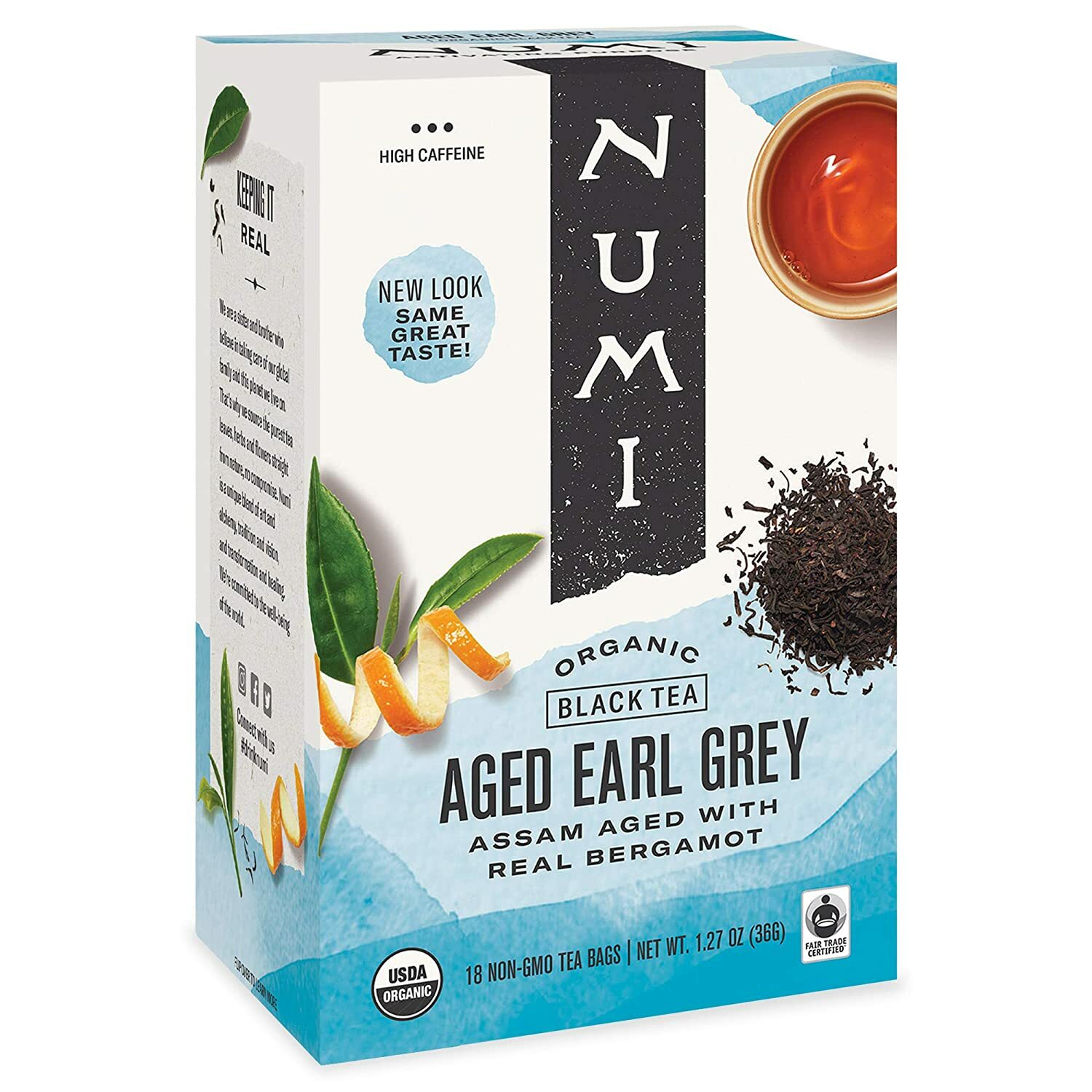 Numi Aged Earl Gray Tea 100 individual sealed bags Herbal & Organic Tea ...