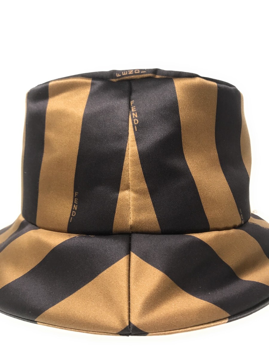 Fendi Brown and Black Thick Stripes Woven Bucket Hat Size M Fendi Brown and Black Thick Stripes Woven Bucket Hat Size M
