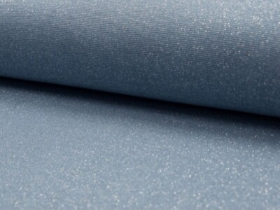 Minerva Lurex Tubular Rib Stretch Knit Fabric Dusty Blue - per metre ...