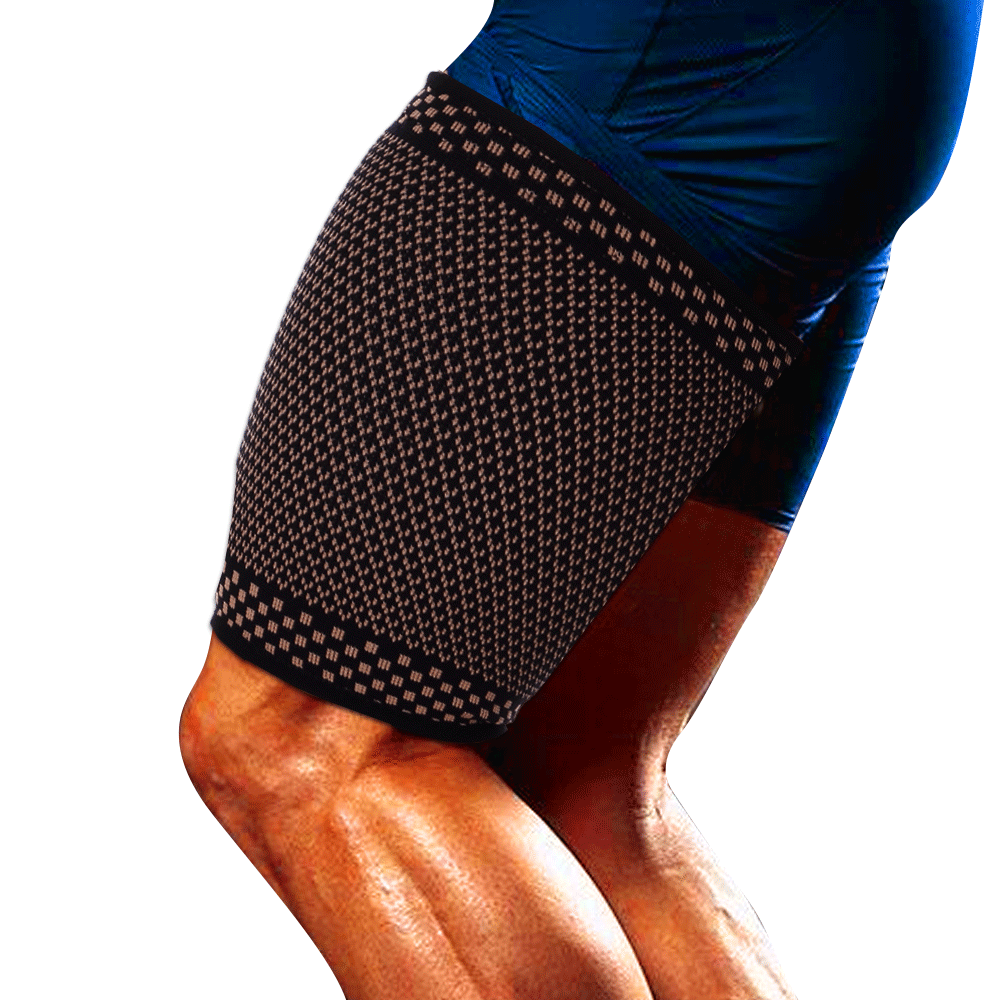 Copper Thigh Wrap Support Hamstring Compression Leg Brace Sleeve Sport ...
