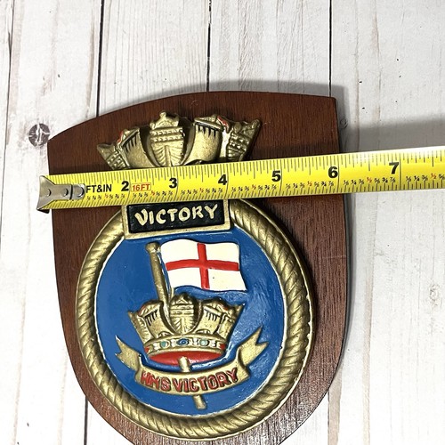 Vintage HMS Victory Ship Crest Wood Plaque Coat of Arms | eBay