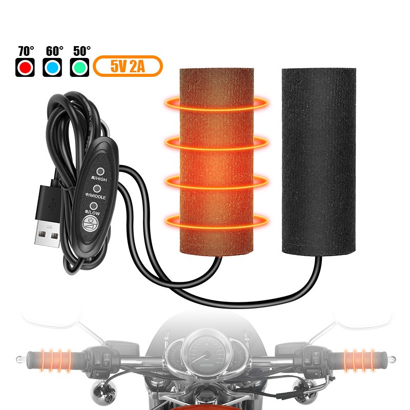 Adjustable Motorcycle Electric Heated Hand Grips Handlebar Cover Warmer ...