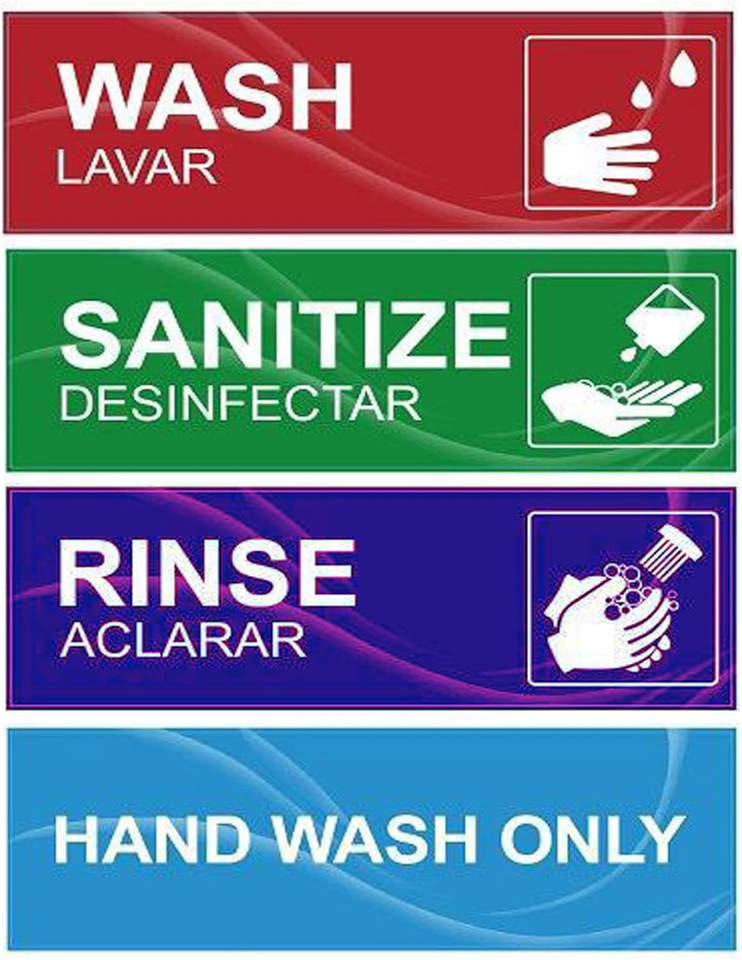 4 Pack Wash Rinse Sanitize Sink Labels, Waterproof Sticker Signs ...