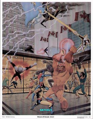 X-MEN vs ALPHA FLIGHT 1980's ORIGINAL VINTAGE ART PRINT WOLVERINE ...