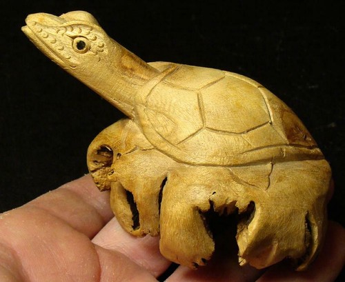 HIGHLY DETAILED HAND CARVED FOLK ART TURTLE-CARVED FROM CYPRESS TREE ...